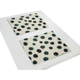Platzset Adam "Dots", gr&uuml;n (natur, dunkelgr&uuml;n), B:40cm L:30cm, Obermaterial: 73% Leinen, 27% Baumwolle, Platzsets, Platzset, aus Bio-Baumwolle,Made in Germany