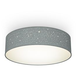 B.K.LICHT LED Deckenleuchte, grau (grau glitzer), 2, &Oslash; 38cm H: 10cm, 1 Stk., Leuchten, Deckenlampe, Textil Lampenschirm, E27, Schlafzimmer, Wohnzimmer, LED Deckenleuchte