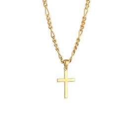 Lange Kette Kuzzoi "Halskette Herren Figarokette Kreuz 925 Silber" Gr. 60, gold, Halsketten, Herren, ohne Stein, Silber 925 (Sterlingsilber), Lange Kette