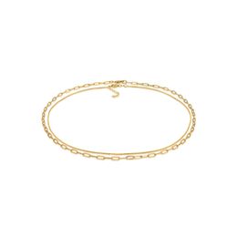 Choker Elli Premium "Schmuckset Choker Set Basic Schlangen Gliederkette 925 Silber" Gr. 36, gold, Halsketten, Damen, ohne Stein, Silber 925 (Sterlingsilber), Choker