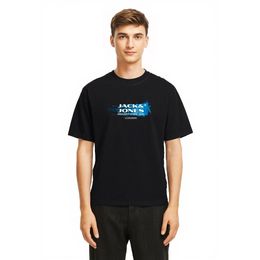 Jack & Jones T-Shirt JACK & JONES "JCOCONDOR TEE SS CREW NECK FST", Herren, Gr. S, schwarz, Jersey, Obermaterial: 100% Baumwolle, bedruckt, regular fit normal, Rundhals, Shirts T-Shirt