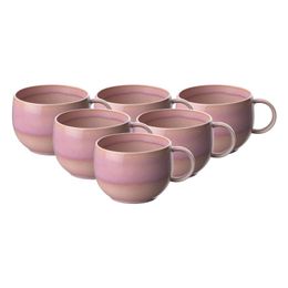 Tasse "Kaffeetassen Perlemor Coral 190 ml 6er Set rosa", rosa, 6 tlg., Porzellan, LIKE. BY VILLEROY & BOCH, Trinkgef&auml;&szlig;e, Tasse