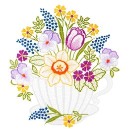 Fensterbild "Fensterbild "Kaffeetasse" farbig", bunt, B:22cm H:24cm, Polyester, W. REUTER & SOHN - PLAUENER SPITZE, Fensterbilder, Fensterbild