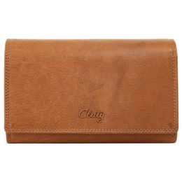 Geldb&ouml;rse CLUTY, Damen, braun (cognac), Leder, unifarben, Kleinlederwaren Geldb&ouml;rse, echt Leder