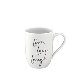 Villeroy & Boch Becher VILLEROY & BOCH "Becher mit Henkel 'Live Love Laugh' Statement 290 ml wei&szlig;", wei&szlig;, 1 tlg., Porzellan, Trinkgef&auml;&szlig;e, Becher