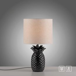 OTTO HOME Tischleuchte "Torrik - Tischlampe im Ananas Design", schwarz, 1, &Oslash; 20cm H: 36cm, Leuchten, Leinenschirm, Ananas, Pineapple, schwarz, E14, Tischleuchte