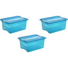 Organizer keeeper "cornelia", blau, B:29,5cm H:17,5cm T:39,5cm, Kunststoff, Aufbewahrungsboxen, Organizer, Aufbewahrungsbox, 12 L, mit Deckel, Schiebeverschluss