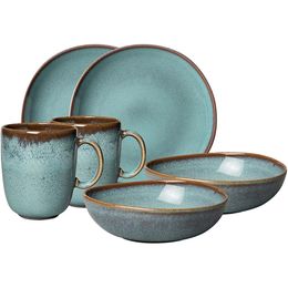 Fr&uuml;hst&uuml;cks-Geschirrset "Lave glac&eacute;", blau (hellblau), 6 Stk., Steingut, LIKE. BY VILLEROY & BOCH, Geschirr-Sets, Fr&uuml;hst&uuml;cks-Geschirrset, Effektglasur, Steingut