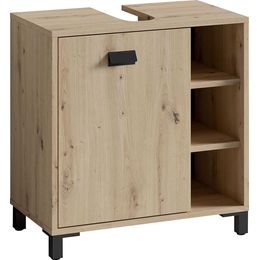 Waschbeckenunterschrank ByLiving "Wellness", braun (artisan eichefarben), B:60cm H:62cm T:34cm, FSC-zertifizierter Holzwerkstoff, Schr&auml;nke, Waschbeckenunterschrank, 60cm Waschbeckenunterschrank mit Metallgriff und viel Stauraum.