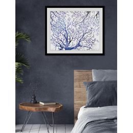 Bild queence "Mila", blau (farbe rahmen: schwarz, farbe bild(er): blau), B:40cm H:30cm, Acrylglas, Holz, Papier, Bilder, Bild, HD Premium Poster-Druck inkl. Holzrahmen