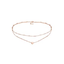 Choker Elli "Halskette Choker Layer Kugelkette Herz 925 Silber" Gr. 36, rosa (rosegold), Halsketten, Damen, ohne Stein, Silber 925 (Sterlingsilber), Choker