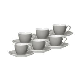 Ritzenhoff & Breker Tasse RITZENHOFF & BREKER "Espressotassen und -untertassen Doppio 80 ml 6er Set", grau, 12 tlg., Porzellan, Trinkgef&auml;&szlig;e, Tasse