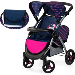 Puppen-Zwillingsbuggy BAYER "Twin Star, blau/pink", bunt (blau, pink), Puppenwagen, KinderB:41cm H:60cm T:68cm, Kunststoff, Metall, Stoff, Puppen-Zwillingsbuggy, mit Wickeltasche, B:41cm H:60cm T:68cm