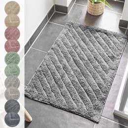 Badematte ANDIAMO "Havanna, 50x80 cm", grau, gestreift, H:7,5mm, Baumwolle, Polyester, Badematten, Badematte, Badteppich, Uni Farben, Hoch-Tief Effekt, verschiedene Designs, Topseller