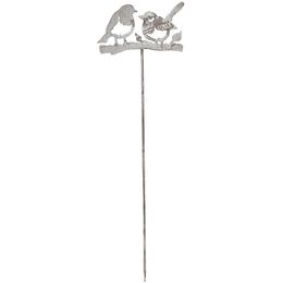 Gartenstecker AMBIENTE HAUS "Gartenstecker Vogel (H) 85cm", grau, B:25cm H:85cm, Metall, Gartenstecker, Gartenstecker
