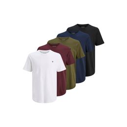 Jack & Jones T-Shirt JACK & JONES "T-Shirt JPRBLABRODY TEE CREW NECK 5PK 5er Pack", Herren, Gr. XL, bunt (blau, gr&uuml;n, rot, wei&szlig;), Obermaterial: 100% Baumwolle CO., Shirts T-Shirt