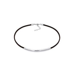 Choker Elli "Halskette Veloureleder Synthetik Schwarz 925 Sterling Silber" Gr. 32, silber, Halsketten, Damen, ohne Stein, Silber 925 (Sterlingsilber), Choker