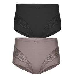Miederslip SuSa "2er Pack Miederslip London", Damen, Gr. 42, bunt (frosty lavender schwarz), Stoff, Obermaterial: 75% Polyamid PA. 25% Elasthan EL., Unterhosen Miederslip