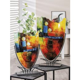 Bodenvase CASABLANCA BY GILDE "Dekovase "Classico", bunt, B:35cm H:58cm T:10,5cm, Glas, Metall, Vasen, Bodenvase