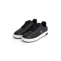 Sneaker Calvin Klein Jeans "BASKET CUPSOLE LOW MG", Damen, Gr. 37, schwarz-wei&szlig; (schwarz, wei&szlig;), Leder, Schuhe Sneaker, Basket-Schn&uuml;rschuh, Halbschuh, Freizeitsneaker mit Plateausohle