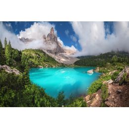 Fototapete papermoon "Photo-Art JEAN CLAUDE CASTOR, VENETIEN - LAGO DI SORAPIS PANORAMA", bunt, B:4m L:2,6m, Vlies, Tapeten, Fototapete