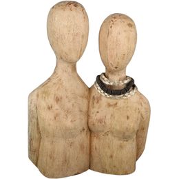 Dekofigur CASABLANCA BY GILDE "Skulptur Pair, natur", beige (natur), B:27cm H:37cm T:9cm, Holzwerkstoff, Dekofiguren, Dekofigur, Dekoobjekt, aus Holz, H&ouml;he 37 cm, Wohnzimmer