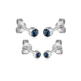 Ohrstecker-Set Elli "Ohrringe Ohrstecker Set Wei&szlig; 925 Sterling Silber, mit Kristallen von Swarovski", blau, Ohrringe, Damen, Silber 925 (Sterlingsilber), Ohrstecker-Set