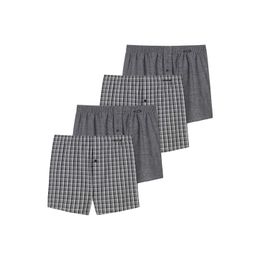 Webboxer Schiesser "Web-Boxershorts 4er Pack", Herren, Gr. S, grau, Obermaterial: 100% Baumwolle CO., Unterhosen Webboxer