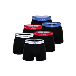Boxershorts s.Oliver "Boxershort 6er Pack", Herren, Gr. M, schwarz (schwarz kontrast), Obermaterial: 92% Baumwolle CO. 8% Elasthan EL., Unterhosen Boxershorts