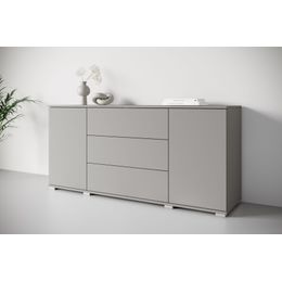 Sideboard OTTO HOME "Kenia, Kommode f&uuml;r das Schlafzimmer/Wohnzimmer", grau (pallad grau), B:150cm H:69cm T:39cm, FSC-zertifizierter Holzwerkstoff, Hartfaserplatte, Kunststoff, Sideboards, Sideboard, Modernes Sideboard mit 3 Schubladen und 4 F&auml;chern, Breite 150 cm