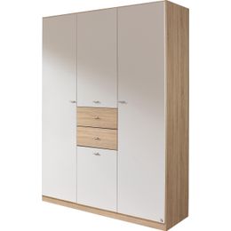 Dreht&uuml;renschrank Rauch "Landsberg", wei&szlig; (eiche sonoma, wei&szlig;), B:136cm H:197cm T:54cm, Holzwerkstoff, Schr&auml;nke, Dreht&uuml;renschrank, mit praktischen T&uuml;ren und Schubk&auml;sten