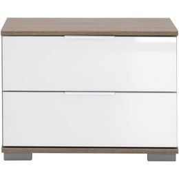 Nachtkommode wimex "Easy", braun (struktureichefarben hell, wei&szlig;glas), B:52cm H:40cm T:38cm, Sideboards, Nachtkommode
