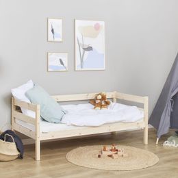 Einzelbett Hoppekids "ECO Comfort Kinderbett, Kiefer Massivholz, Jugendbett inkl. Rollrost", beige (natur), B:76cm H:65cm L:166cm, Kiefer massiv, Betten, Einzelbett, 70x160 cm, wahlweise in verschieden Farben/ Matratze/ Absturzsicherung