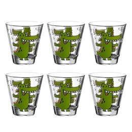 Kinderbecher Leonardo "Kinderbecher Bambini 215 ml 6er Set", gr&uuml;n (krokodil), 6 tlg., Glas, Trinkgef&auml;&szlig;e, Kinderbecher