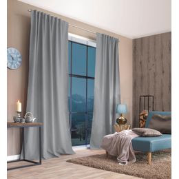 Gardine Home Wohnideen "PELLU" Gr. 1, grau, B:135cm H:245cm, Chenille, Polyester, Gardinen, Gardine, THERMOCHENILLE, UNI