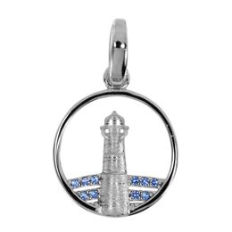 Kettenanh&auml;nger OSTSEE-SCHMUCK "- Leuchtturm 15 mm - Silber 925/000 - Zirkonia" Gr. 23, silber (silber 925, silberfarben, wei&szlig;), Schmuckanh&auml;nger, Damen, Silber 925 (Sterlingsilber), Kettenanh&auml;nger