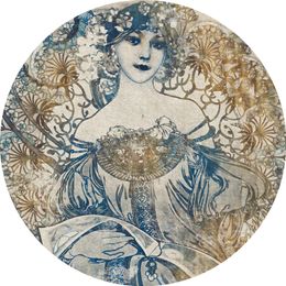 Vliestapete Komar "Vlies selbstklebend - Goddess - Gr&ouml;&szlig;e 125 x 125 cm", braun (braun, blau), B:125m L:125m, Vlies, Tapeten, Vliestapete, Wohnzimmer, Schlafzimmer