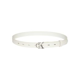 Lederg&uuml;rtel Calvin Klein "FACTED CK BUCKLE 25MM PEBBLE", Damen, Gr. 80, wei&szlig; alyssum, antique nickel, Web, Rindsleder, unifarben, G&uuml;rtel Lederg&uuml;rtel, Gr&ouml;&szlig;enverstellbar mit Metallschlie&szlig;e