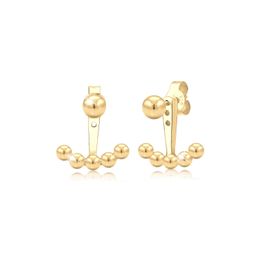 Paar Ohrh&auml;nger Elli "Ohrringe Stecker Ear Jackets mit Kugeln 925 Silber" Gr. 15, gold, Ohrringe, Damen, ohne Stein, Silber 925 (Sterlingsilber), Paar Ohrh&auml;nger