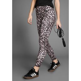 Leggings FAYN SPORTS, Damen, Gr. 44, N-Gr, beige (beige, schwarz), Jersey, Obermaterial: 77% Polyester, 23% Elasthan, bedruckt, eng kn&ouml;chellang, Hosen Leggings, mit Formn&auml;hten und hohem Bund f&uuml;r die perfekte Passform