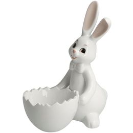 Osterhase Goebel "Figur Hase mit Schale Snow White - Sweet Boy", wei&szlig;, B:13,5cm H:16cm T:7cm, Porzellan, Dekofiguren, Osterhase, Osterfigur, Dekofigur, Ostern, Osterdekoration