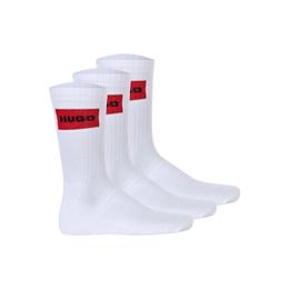 Kurzsocken Hugo "Socken 3P QS RIB LABEL CC 3er Pack", Herren, Gr. 43-46, wei&szlig;, Obermaterial: 76% Baumwolle CO. 21% Polyamid PA. 3% Elasthan EL., Socken Kurzsocken