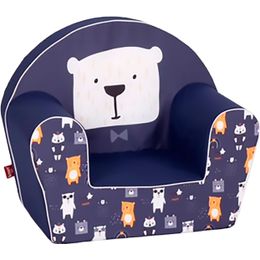 Sessel KNORRTOYS "Pretty bear", grau (grau, blau), Sessel, Kinder, Baumwolle, B/H/T: 51cm x 42cm x 34cm, Sessel, f&uuml;r Kinder; Made in Europe, B:51cm H:42cm T:34cm