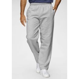 Sweathose Fruit of the Loom, Herren, Gr. L (52/54), N-Gr, grau (grau, meliert), angeraute Sweatware, Obermaterial: 80% Baumwolle, 20% Polyester, bequem lang, Hosen Sweathose, Open Leg Jogginghose, Topseller