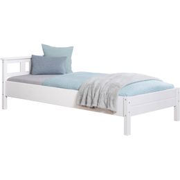 Futonbett Ticaa "Merci", wei&szlig; (kiefer massiv wei&szlig; gewachst), B:101cm, Betten, Futonbett, Einzelbett, aus Kiefer Massivholz, inkl. Rollrost
