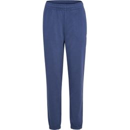 Jogginghose Hummel "HMLPULSE W SWEAT PANTS", Damen, Gr. XS, N-Gr, blau (blau indigo), Obermaterial: 60% Baumwolle, 40% Polyester, normal normal, Hosen Jogginghose, mit Kordelzug in der Taille, normale Passform