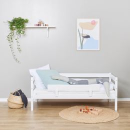 Einzelbett Hoppekids "ECO Comfort Kinderbett, Kiefer Massivholz, Jugendbett inkl. Rollrost", wei&szlig;, B:76cm H:65cm L:166cm, Kiefer massiv, Betten, Einzelbett, 70x160 cm, wahlweise in verschieden Farben/ Matratze/ Absturzsicherung