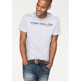 Rundhalsshirt Tom Tailor, Herren, Gr. XXL, wei&szlig;, Single Jersey, Obermaterial: 100% Baumwolle, bedruckt, regular fit h&uuml;ftbedeckend, Rundhals, Shirts Rundhalsshirt, mit Logoprint, Topseller