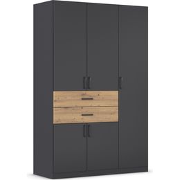 Dreht&uuml;renschrank Rauch "Kleiderschrank Schrank Garderobe MAIKA mit Dekor-Front", grau (graumetallic, eiche artisan), B:136cm H:210cm T:54cm, Holzwerkstoff, Schr&auml;nke, Dreht&uuml;renschrank, 2 Schubladen, in verschiedenen Breiten, H&ouml;hen, Farben, MADE IN GERMANY