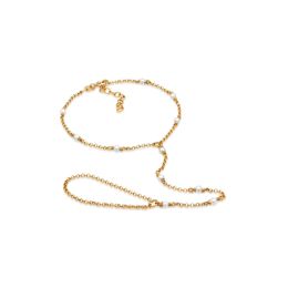 Schmuckset Elli "Armband Hand Chain Handkette Muschelkernperlen 925 Sterling Silber" Gr. 16, gold, Schmuck_Sets, Damen, 16, Silber 925 (Sterlingsilber), Schmuckset